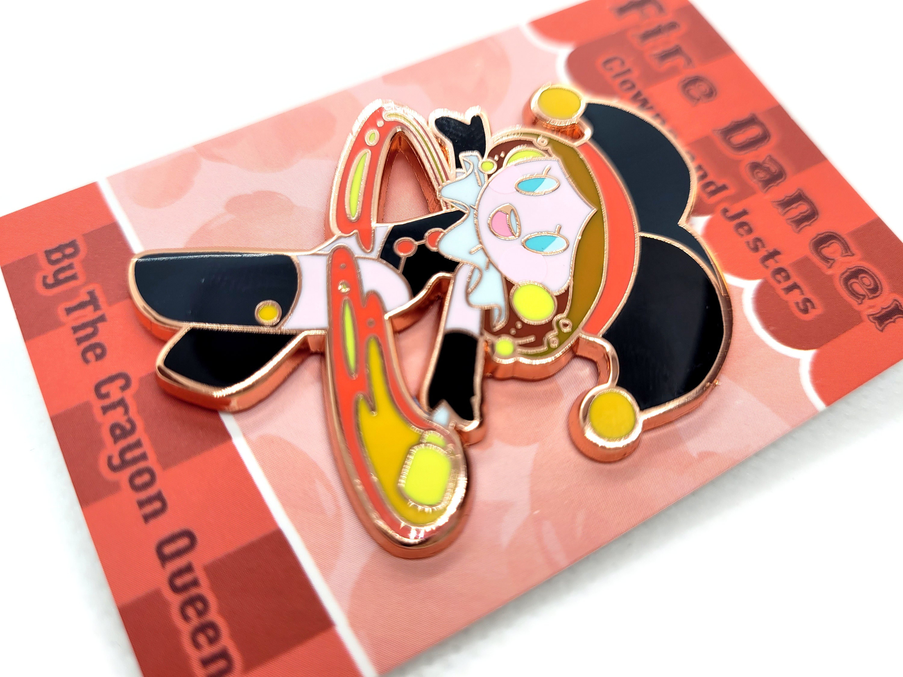 Fire Dancer Circus Clown Jester Pink Purple Enamel Girls Pin Cute ...