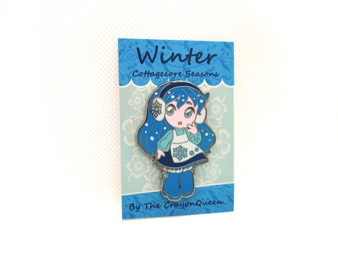 Cottagecore Winter Girl Enamel Pin: Seasonal Kawaii Pin - Etsy