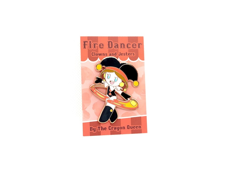 Fire Dancer Circus Clown Jester Pink Purple Enamel Girls Pin Cute ...