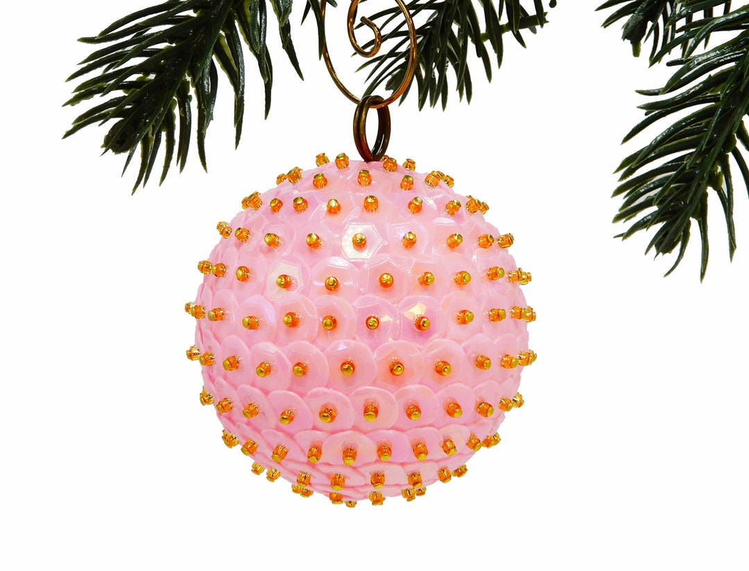 Sequin Ornament. Pretty Pink Iridescent Sequins Retro Style Christmas ...