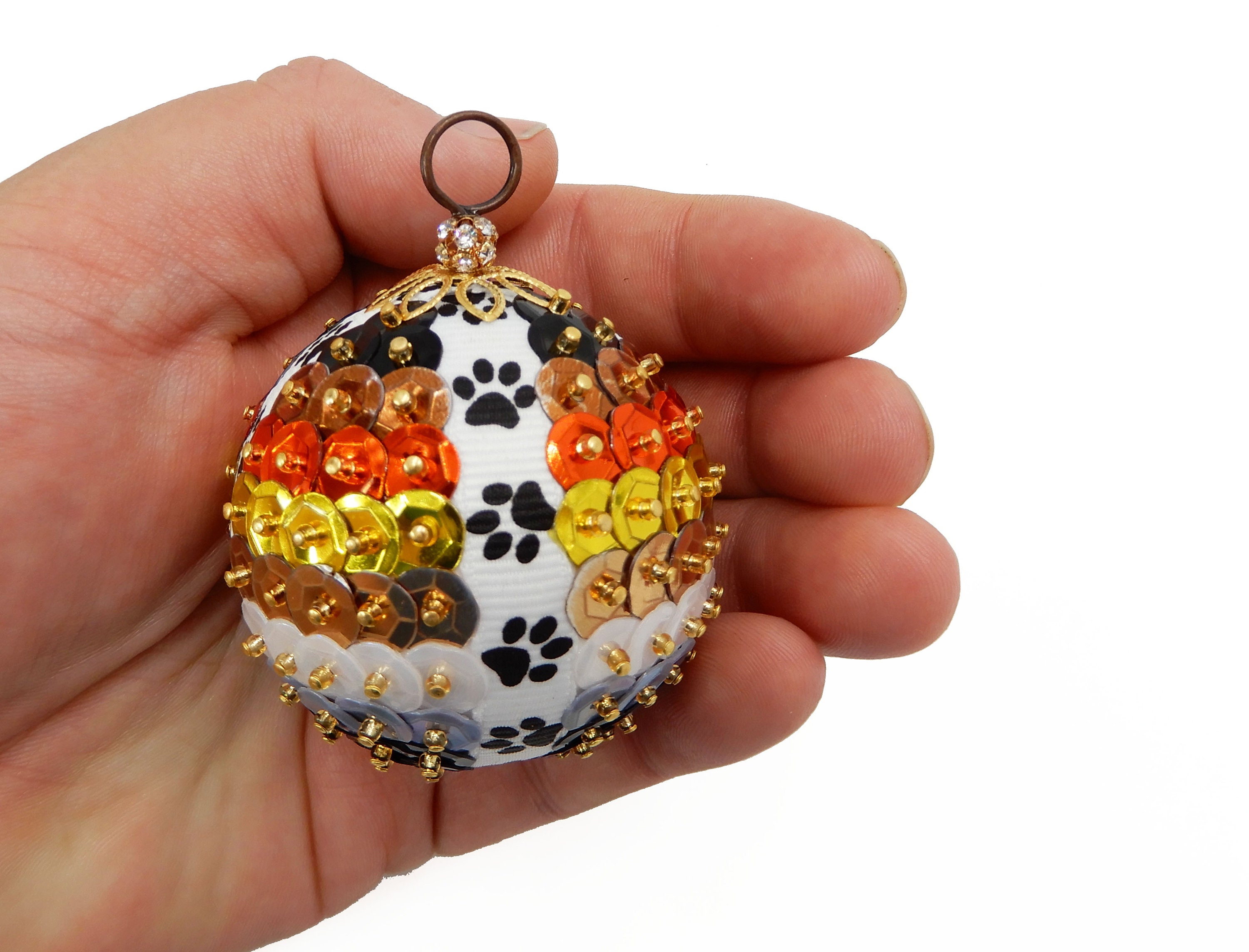 Bear Pride Flag With Paw Print Ribbon Sequin Round Christmas | Etsy