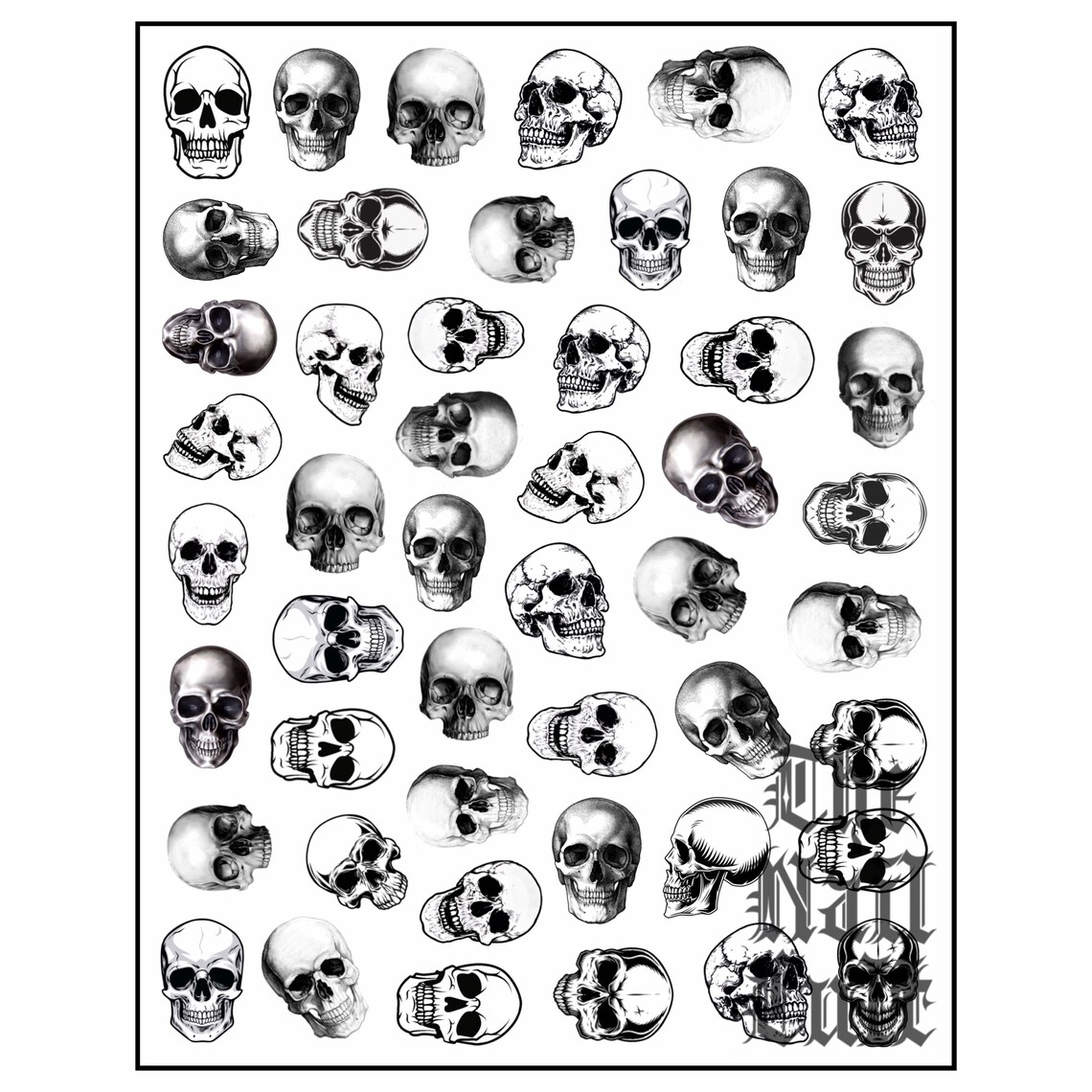 Black and White Skulls Nail Decals Skull Nails Water - Etsy