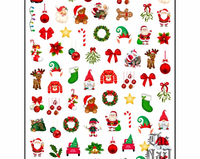 Christmas Tree Nail Decals Featuring Cute Christmas Tree Nail Art, Red ...