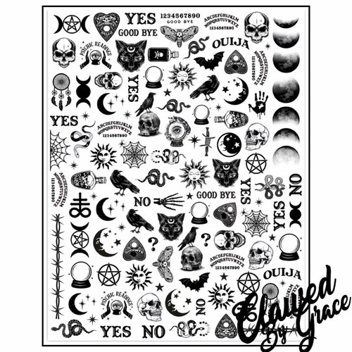 Occult Nail Decals / Symbols Nail Decal / Witch Nail Decal / - Etsy