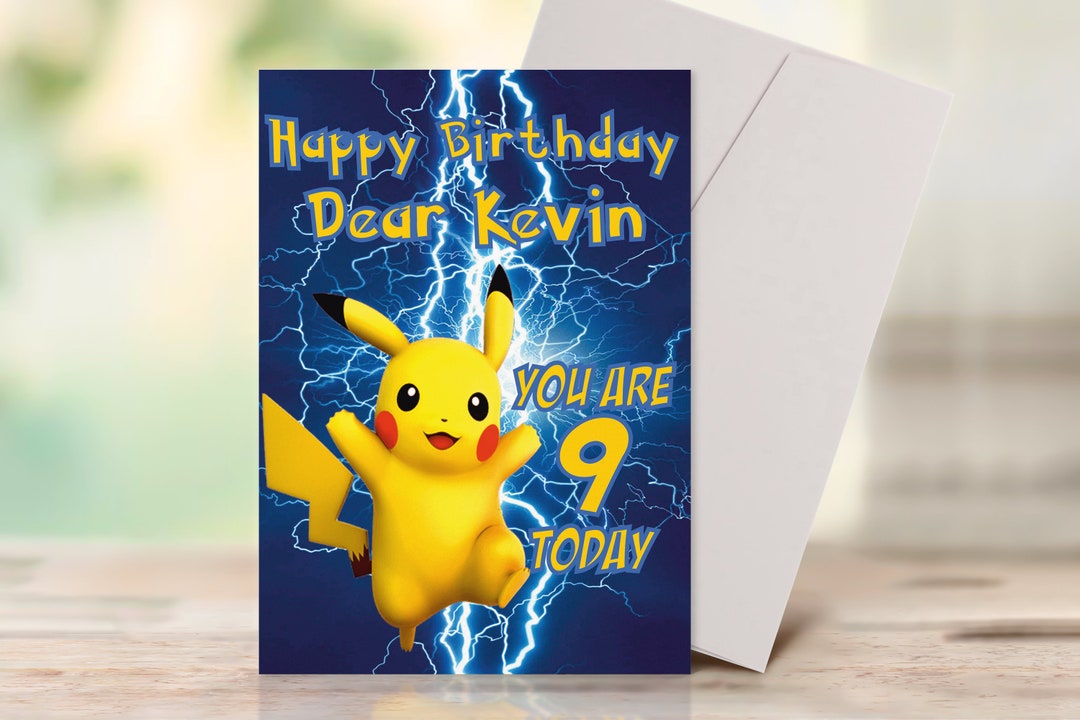 ANY AGE Pikachu Birthday Card - Personalised Birthday Card . - Etsy