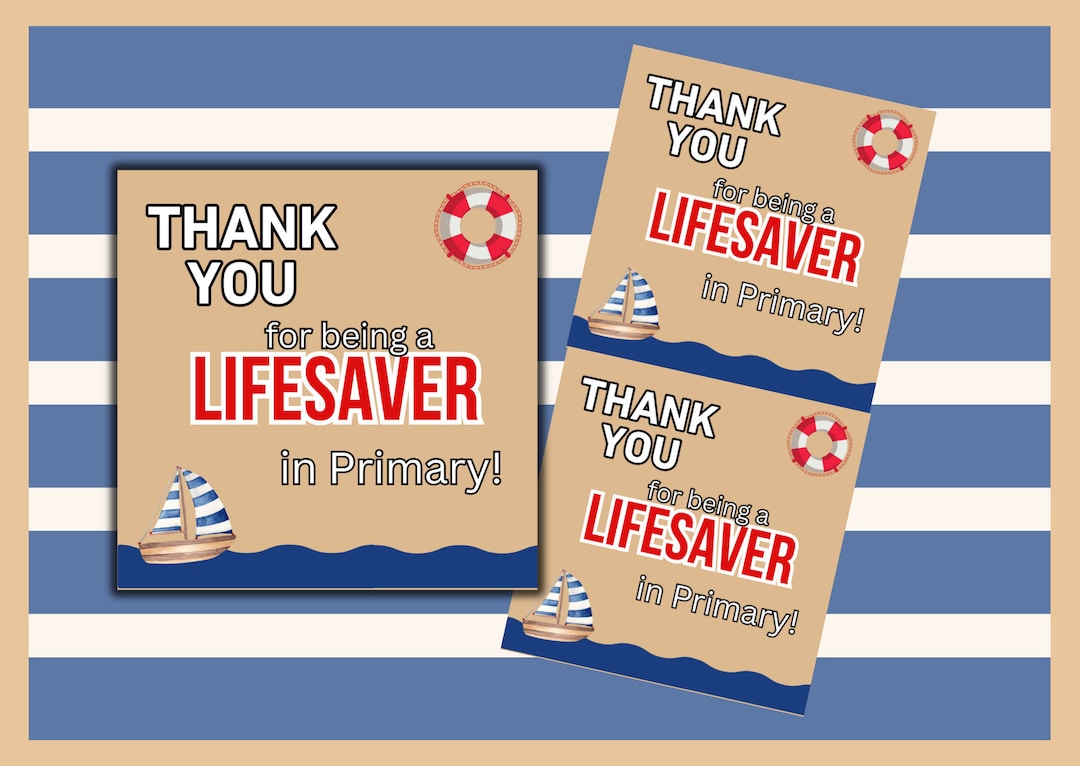 Thank You Tag Lifesaver Tag Lifesaver Printable Lifesaver - Etsy