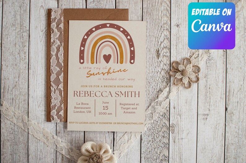 Sunshine Baby Shower Invitation Template | Little Ray of Sunshine ...