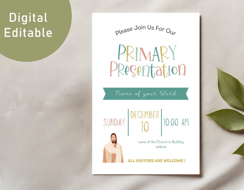 LDS Primary Program INVITATION | Primary Presentation Program Template ...