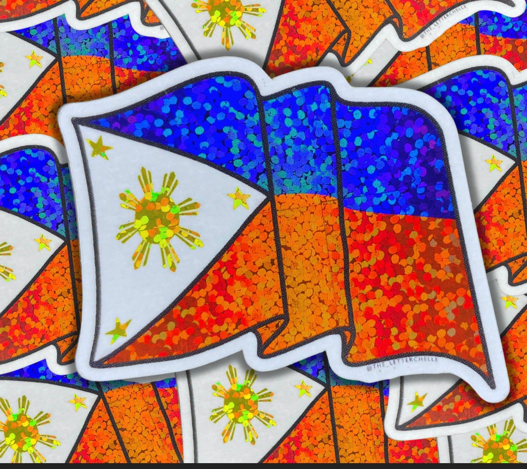 Philippine Flag Sticker | Waterproof Sticker | Laptop Sticker | Glitter ...
