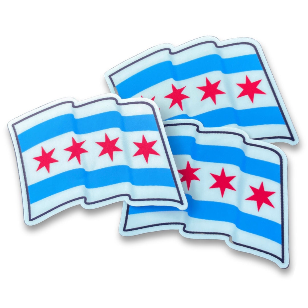 Chicago Flag Sticker | Waterproof Sticker | Laptop Sticker | Glitter ...