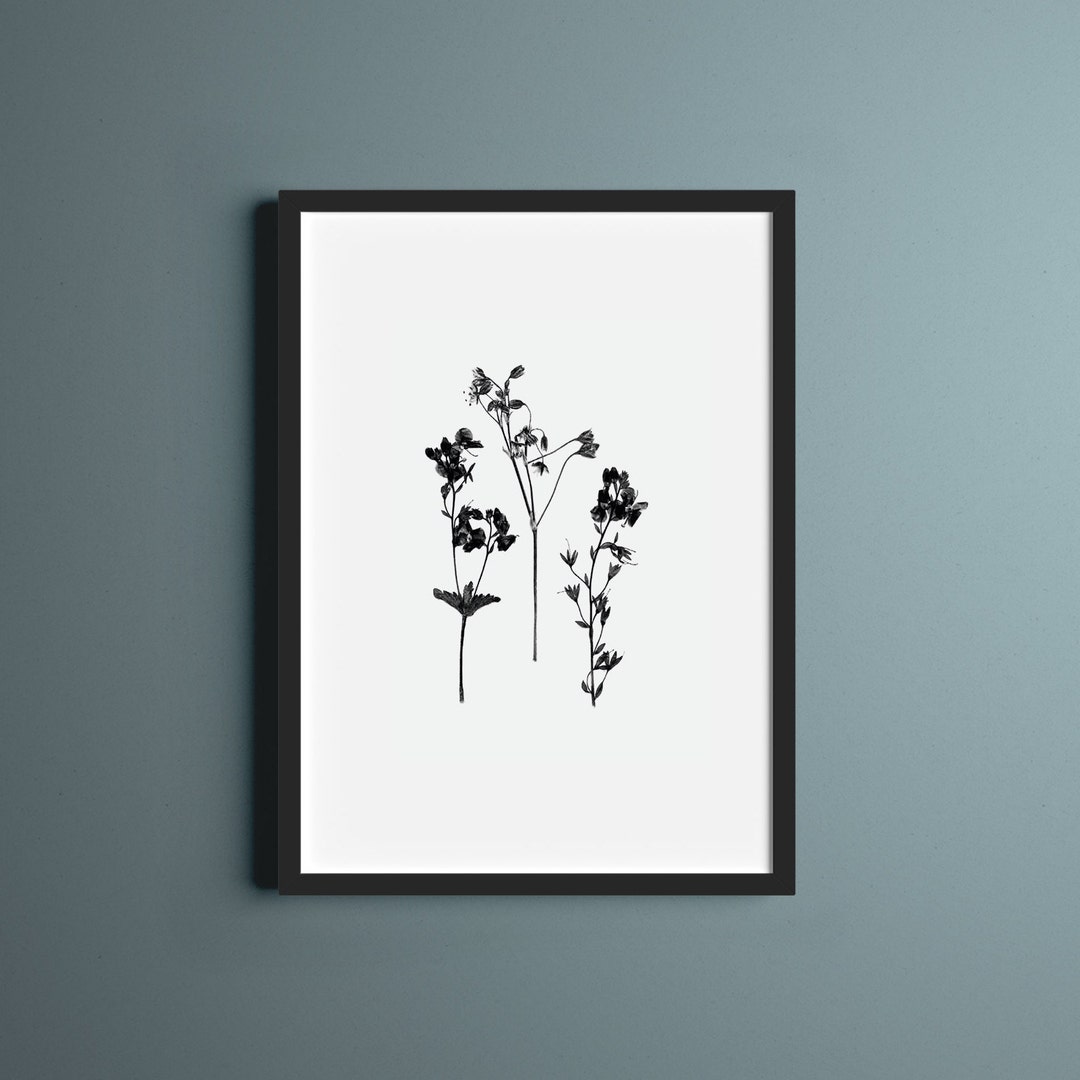 A4 Silhouette Print Wild Flowers Flower Poster Flower Art - Etsy