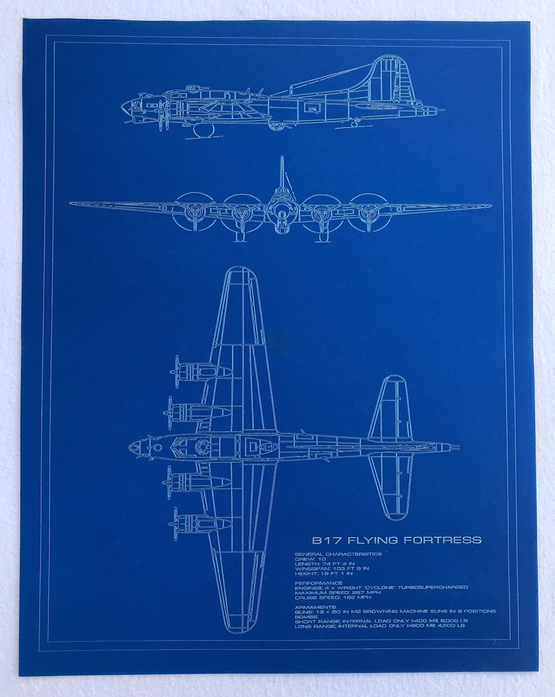 Vintage Aircraft Blueprints B17 Flying Fortress Laser - Etsy