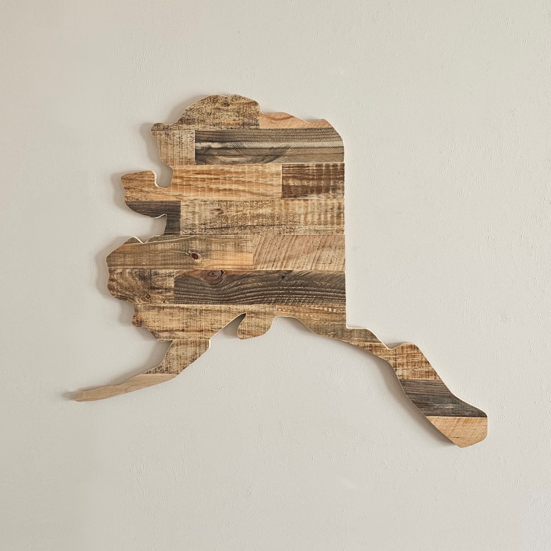 Wooden Alaska State Sign Wall Art Decor, Large Home State Cutout ...