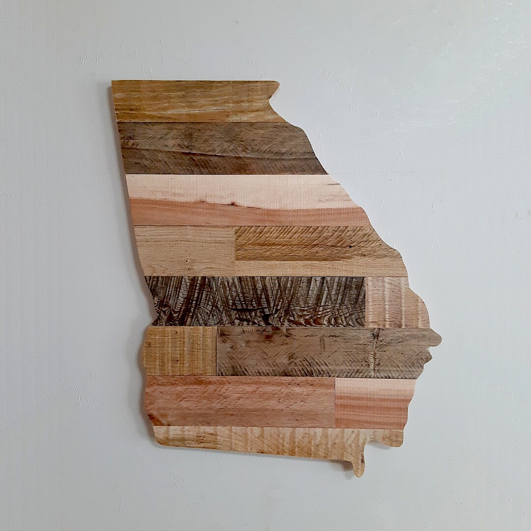 Georgia Wood Sign Wall Art Decor, Large Rustic Home State Cutout ...