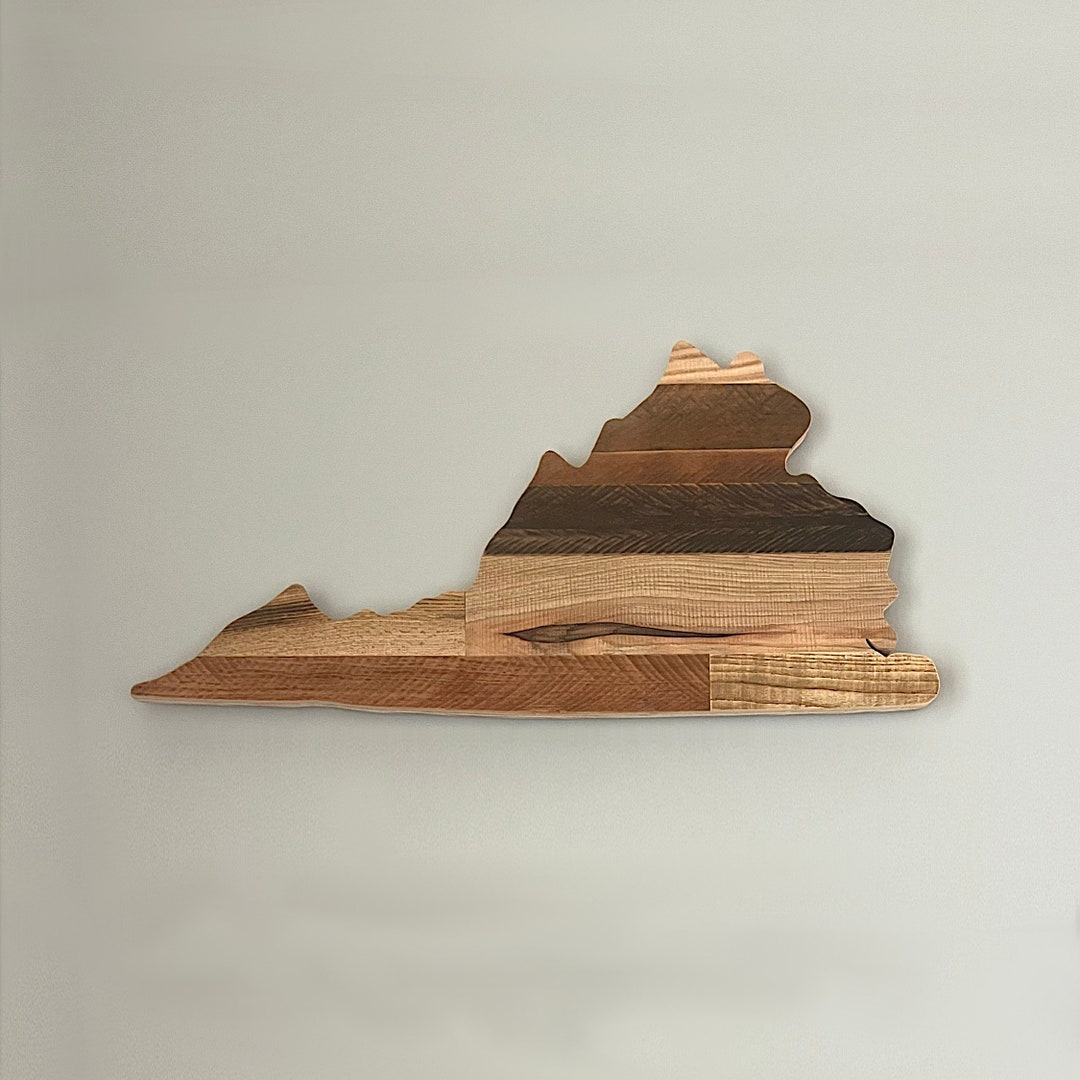 Virginia Wood Sign Wall Art Decor, Large Rustic Home State Cutout ...