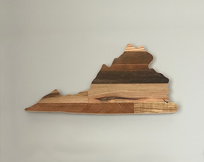 Virginia Wood Sign Wall Art Decor, Large Rustic Home State Cutout ...