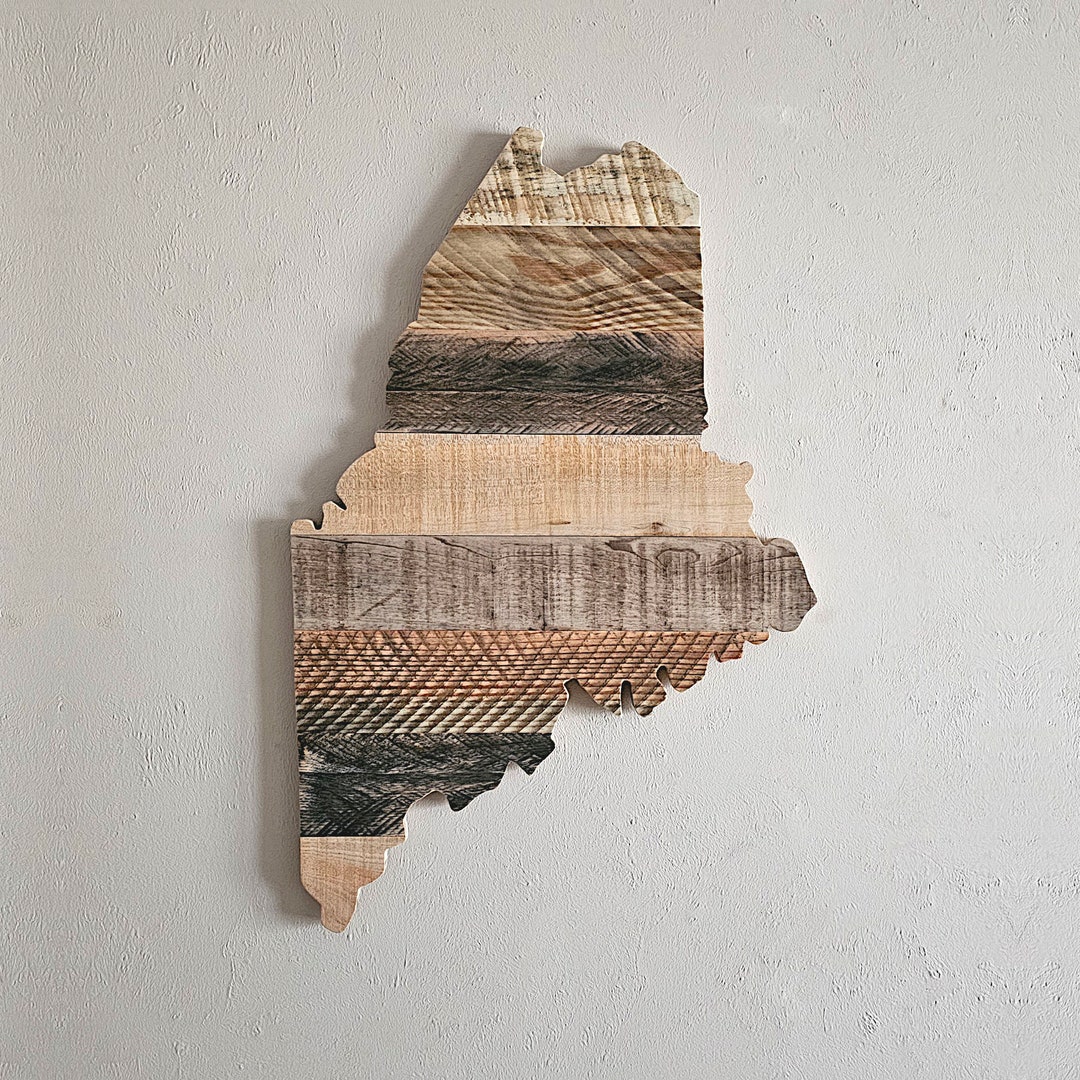 Wooden Maine State Sign Wall Art Decor, Large Home State Cutout ...