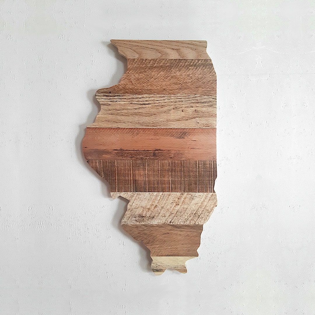 Wooden Illinois State Sign Wall Art Decor, Large Home State Cutout ...