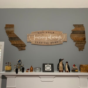 Wooden Illinois State Sign Wall Art Decor, Large Home State Cutout ...