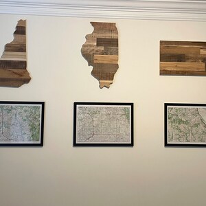 Wooden Illinois State Sign Wall Art Decor, Large Home State Cutout ...