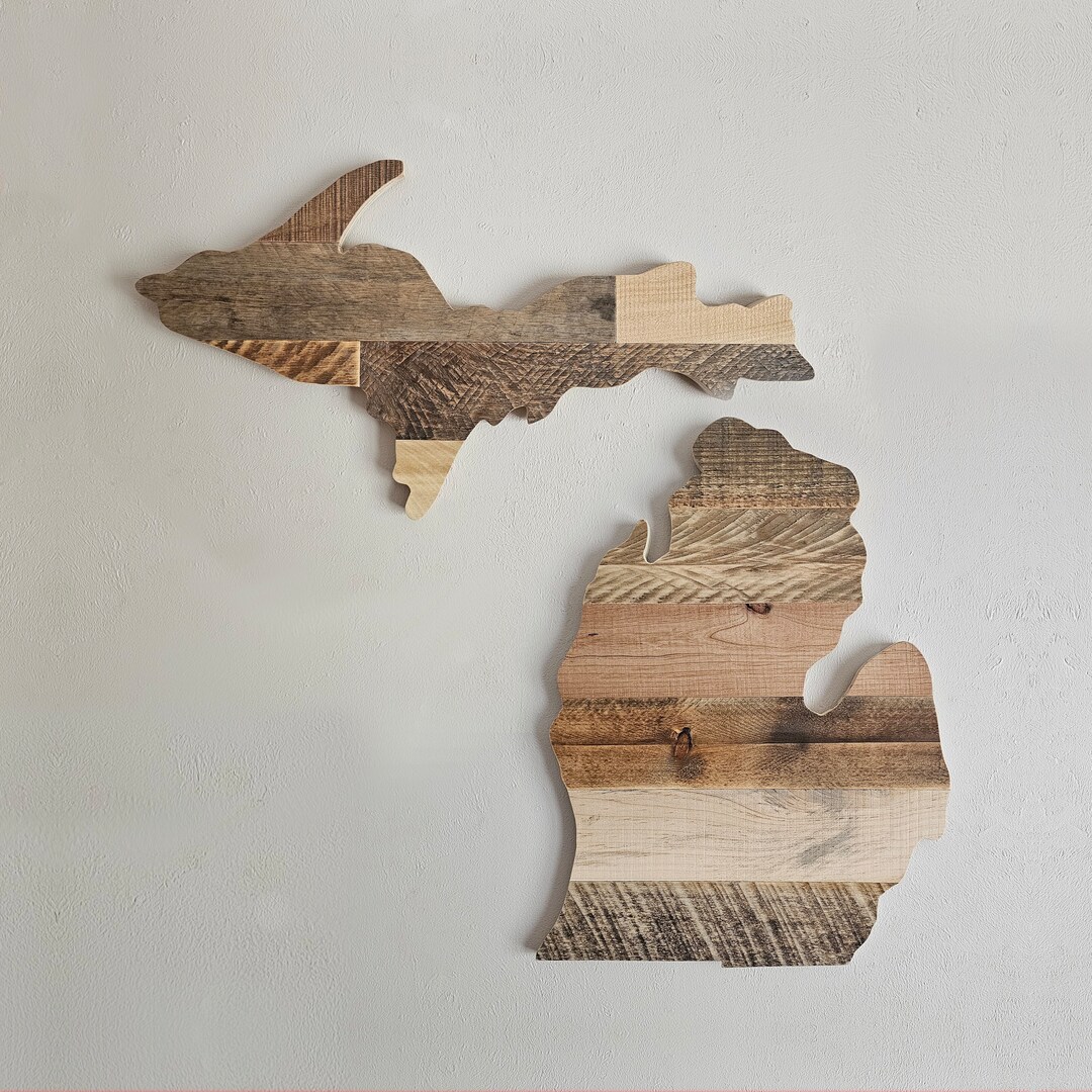 Wooden Michigan State Sign Wall Art Decor, Large Home State Cutout ...