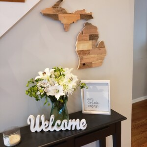 Wooden Michigan State Sign Wall Art Decor, Large Home State Cutout ...