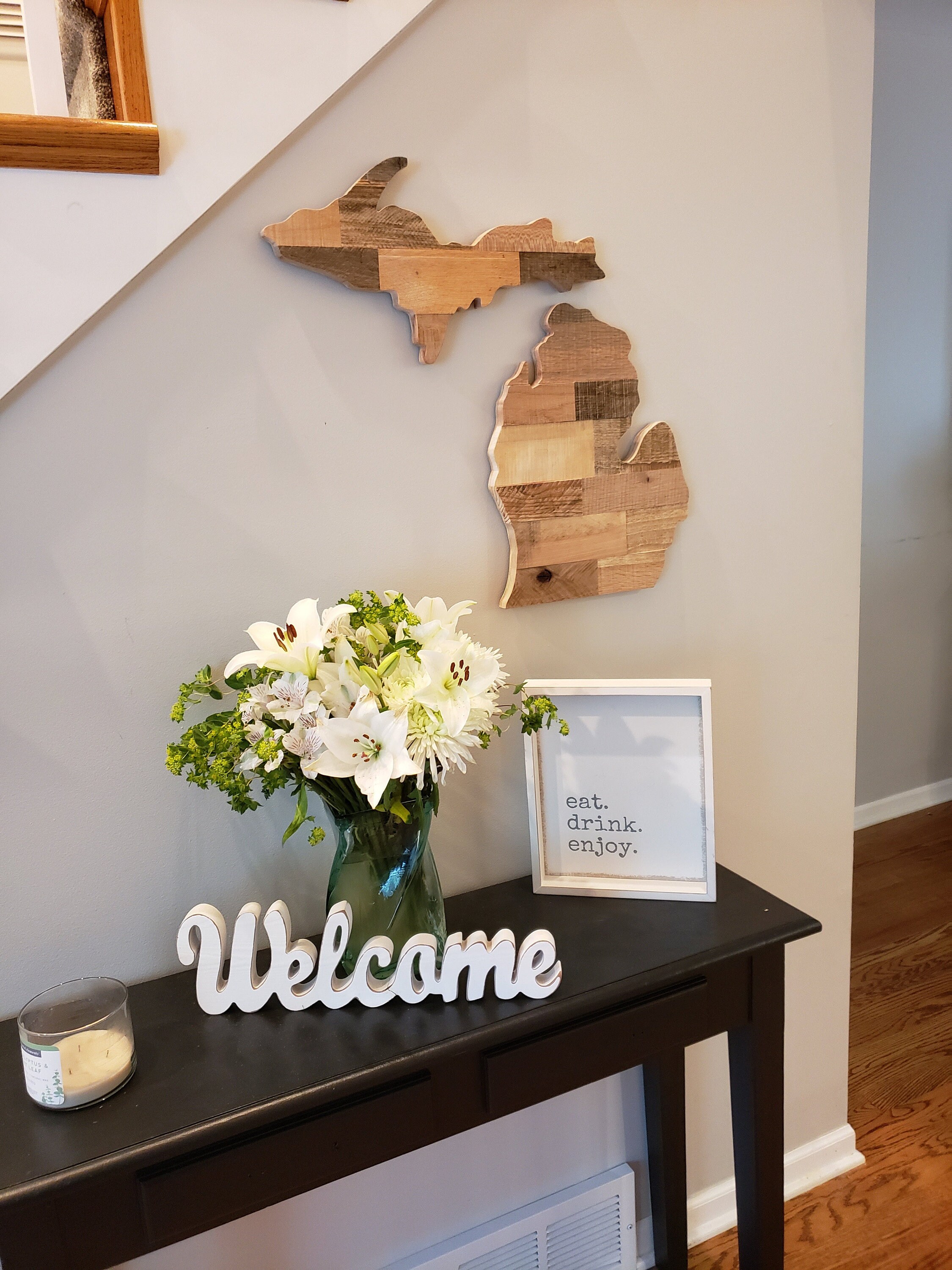 Wooden Michigan State Sign Wall Art Decor Home State Sign | Etsy