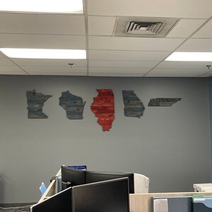 Wooden Illinois State Sign Wall Art Decor, Large Home State Cutout ...