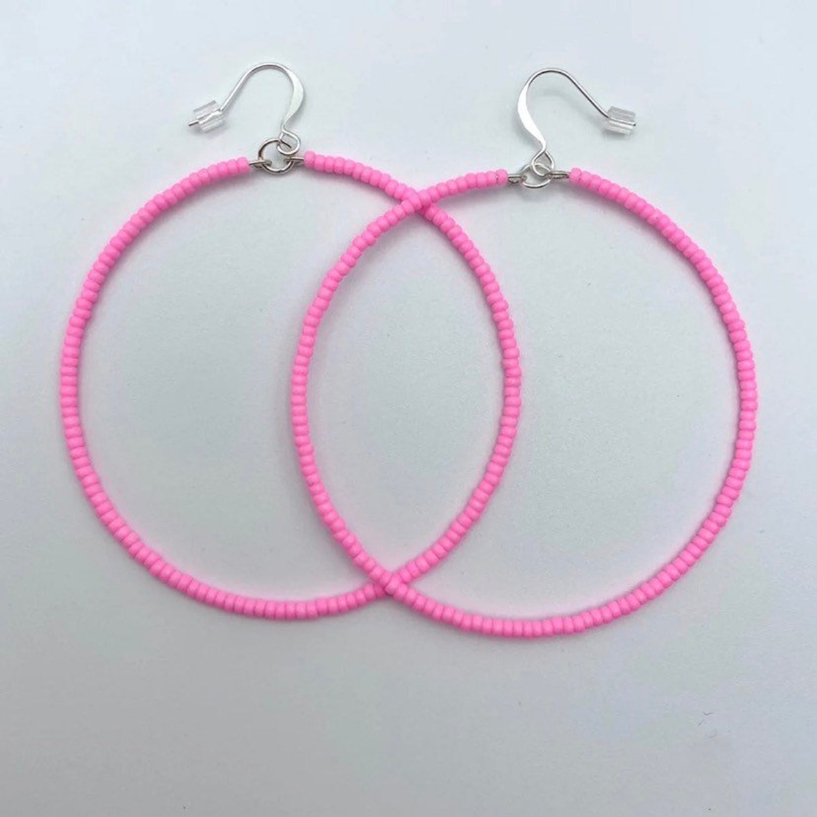 Hot Pink Hoop Earrings | Etsy