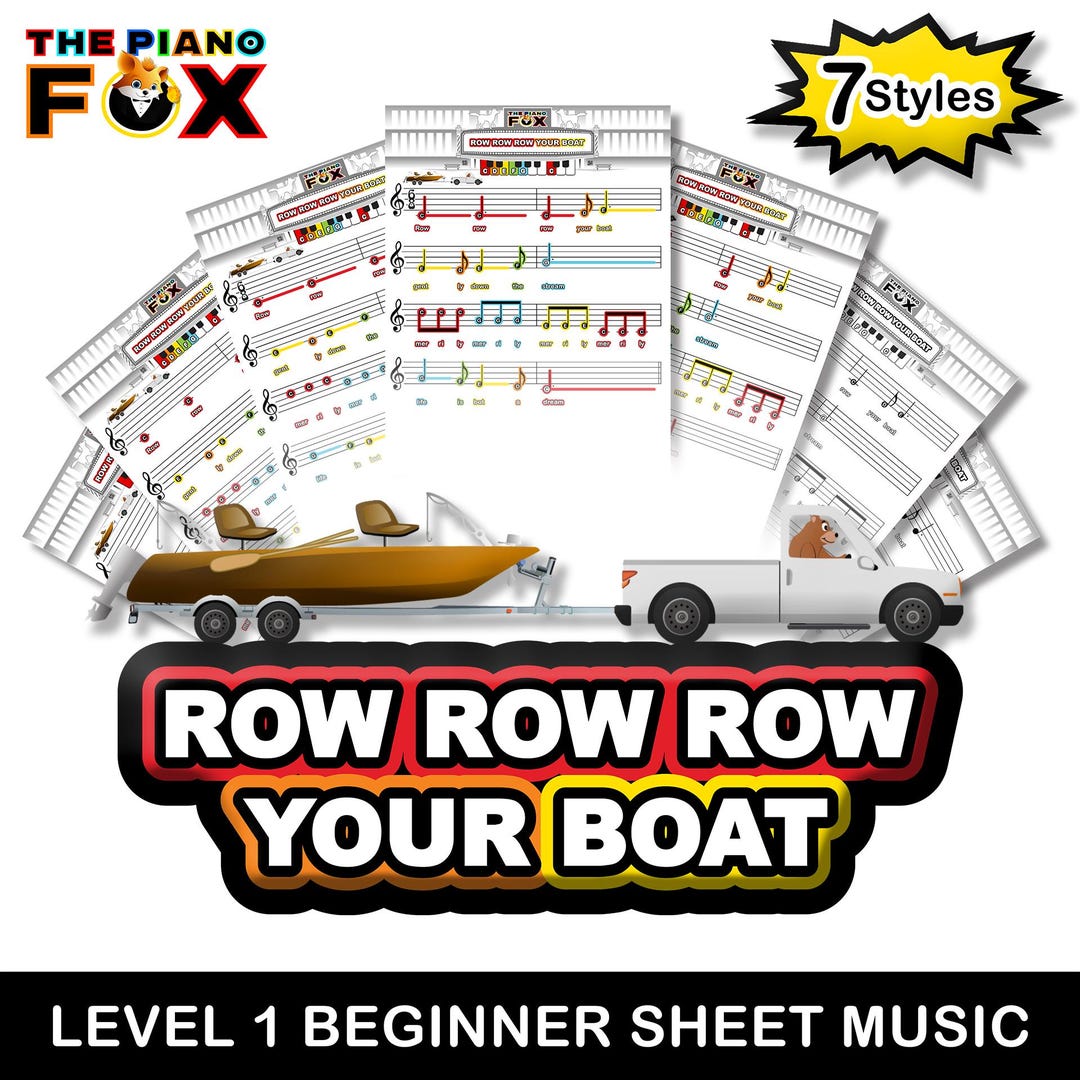 Row Row Row Your Boat - Beginner Piano Sheet Music for Kids - Etsy