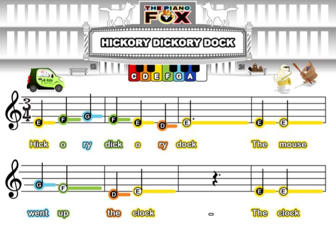 Hickory Dickory Dock - Beginner Piano Sheet Music for Kids - Etsy