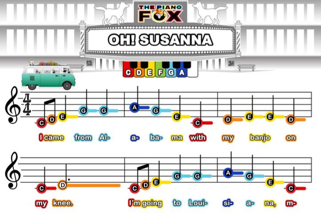 Oh! Susanna - Beginner Piano Sheet Music for Kids - Etsy