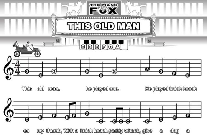 This Old Man - Beginner Piano Sheet Music for Kids - Etsy