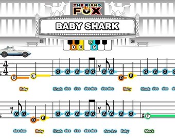 Baby Shark Easy Piano Sheet Music, Digital Downloadable Musical Sheets ...