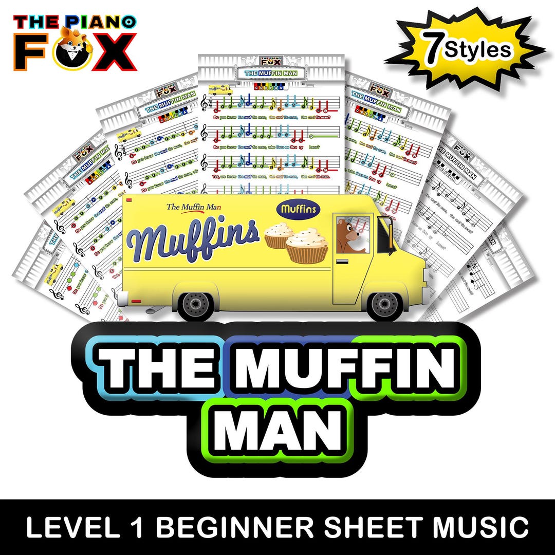 The Muffin Man - Beginner Piano Sheet Music for Kids - Etsy