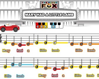 Mary Had A Little Lamb Easy Piano Sheet Music, Digital Downloadable ...