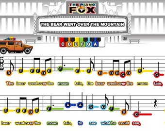 The Bear Went Over the Mountain Easy Piano Sheet Music, Digital ...