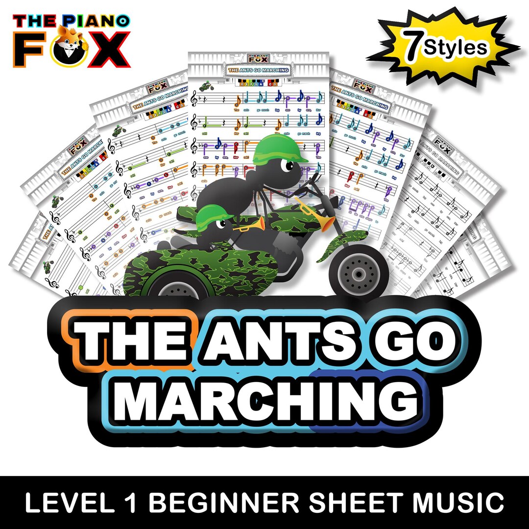 The Ants Go Marching - Beginner Piano Sheet Music for Kids - Etsy UK