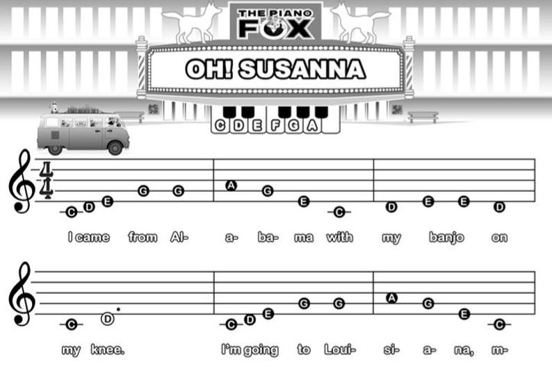 Oh! Susanna - Beginner Piano Sheet Music for Kids - Etsy