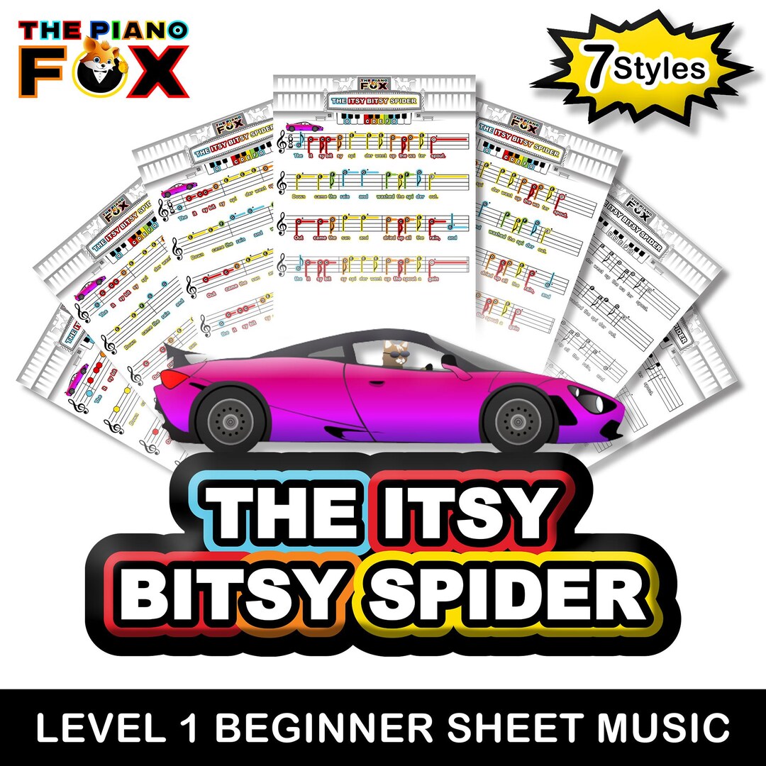 The Itsy Bitsy Spider - Beginner Piano Sheet Music for Kids - Etsy