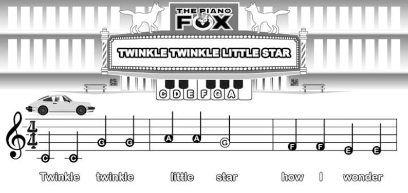 Twinkle Twinkle Little Star - Beginner Piano Sheet Music for Kids - Etsy