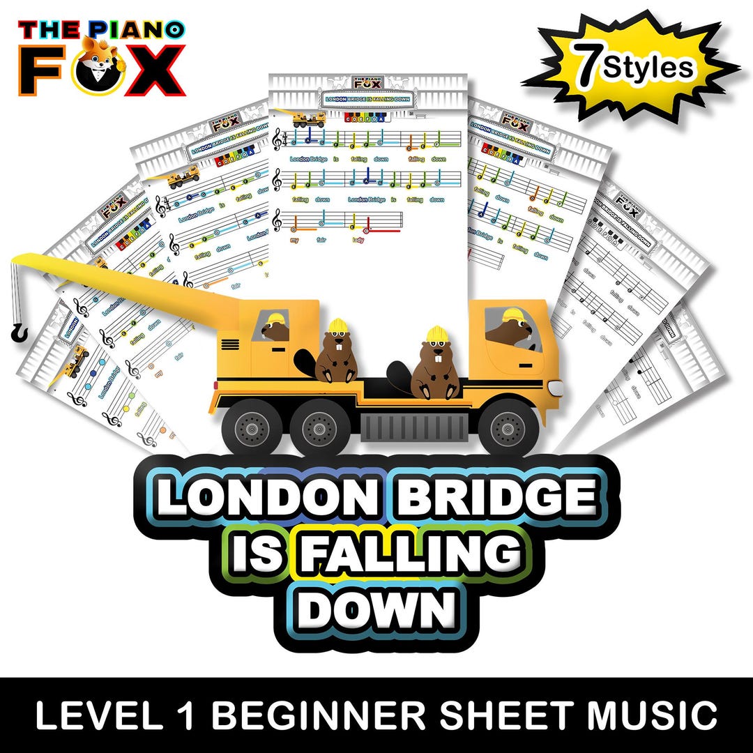 London Bridge is Falling Down - Beginner Piano Sheet Music for Kids - Etsy