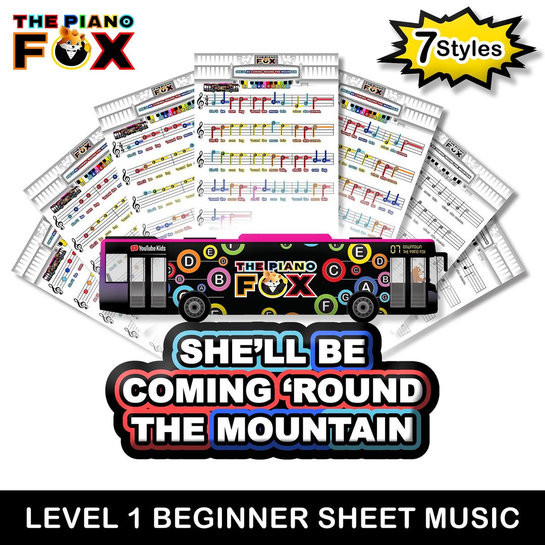 She'll Be Coming 'round the Mountain - Beginner Piano Sheet Music for ...