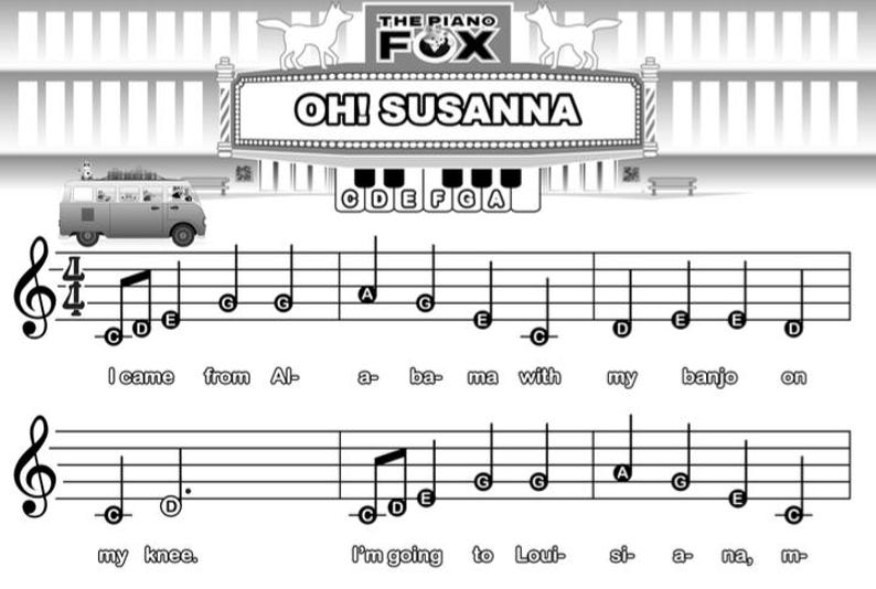 Oh! Susanna - Beginner Piano Sheet Music for Kids - Etsy