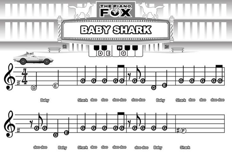 Baby Shark - Beginner Piano Sheet Music for Kids - Etsy Australia