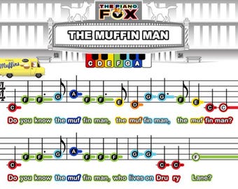 The Muffin Man Easy Piano Sheet Music, Digital Downloadable Musical ...