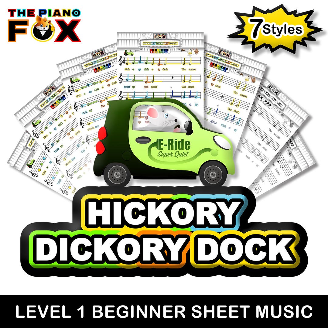 Hickory Dickory Dock - Beginner Piano Sheet Music for Kids - Etsy