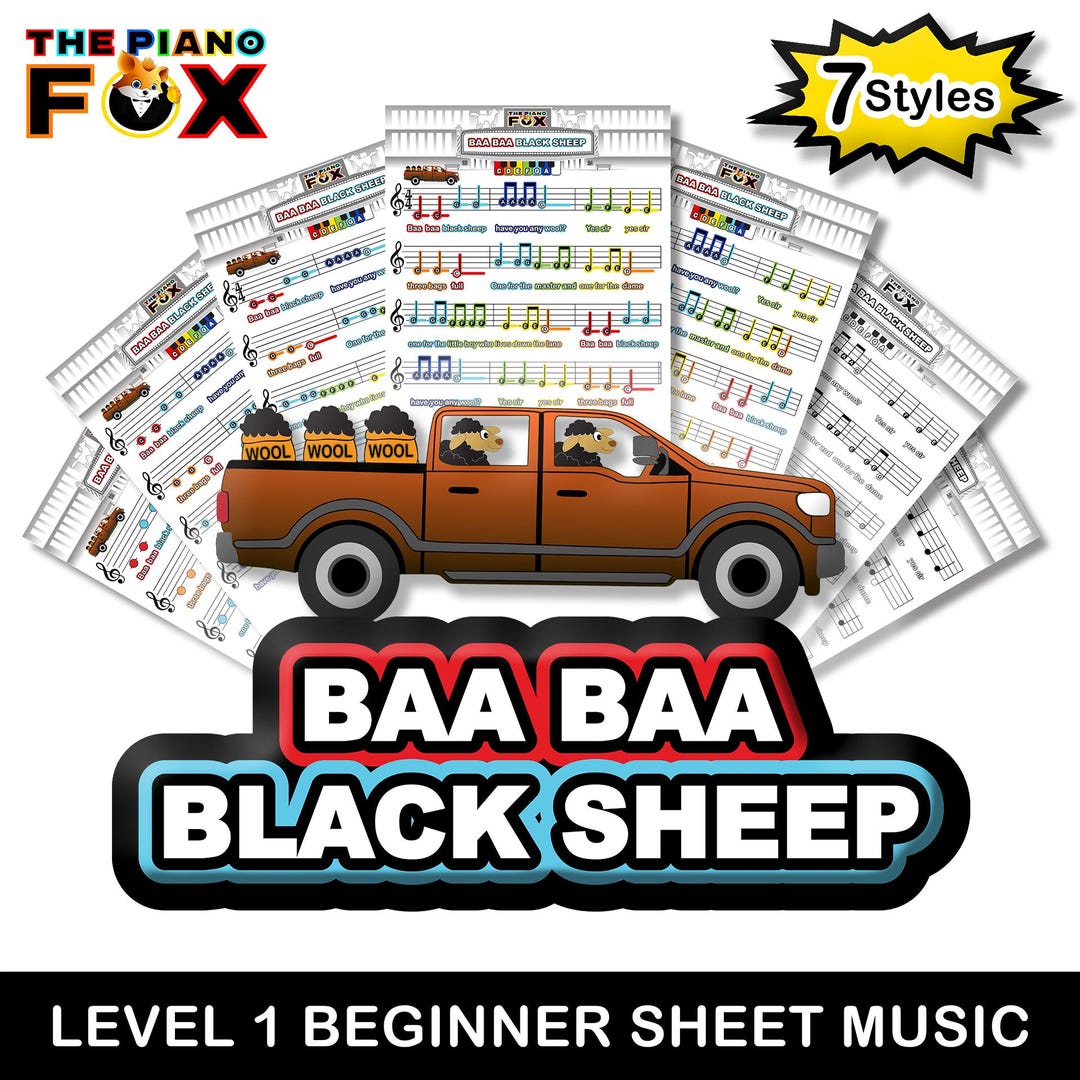 Baa Baa Black Sheep - Beginner Piano Sheet Music for Kids - Etsy Australia