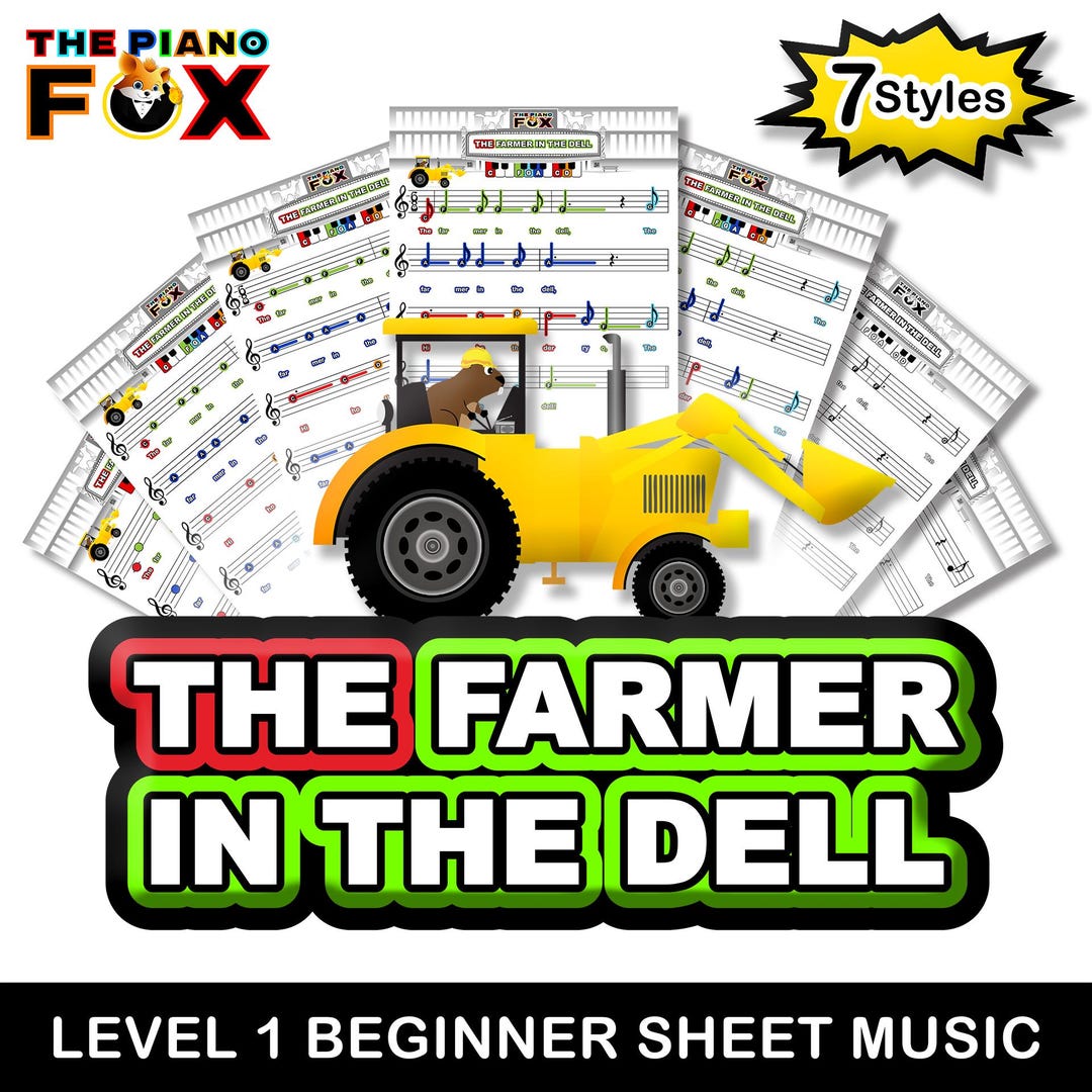 The Farmer in the Dell - Beginner Piano Sheet Music for Kids - Etsy