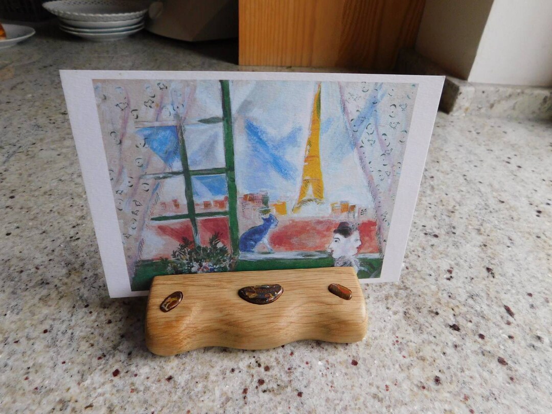 Postcard Holder in Oak With 3 Boulder Opal Gemstones - Etsy